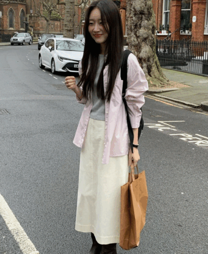 Jinsim 진심 클레이 맥시 스커트 코튼 H라인 일자 롱 치마 sk (2col)