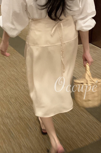 오큐페 [당일발송]미엘 뮬리 스커트 (3col) miel 리본 실키스커트