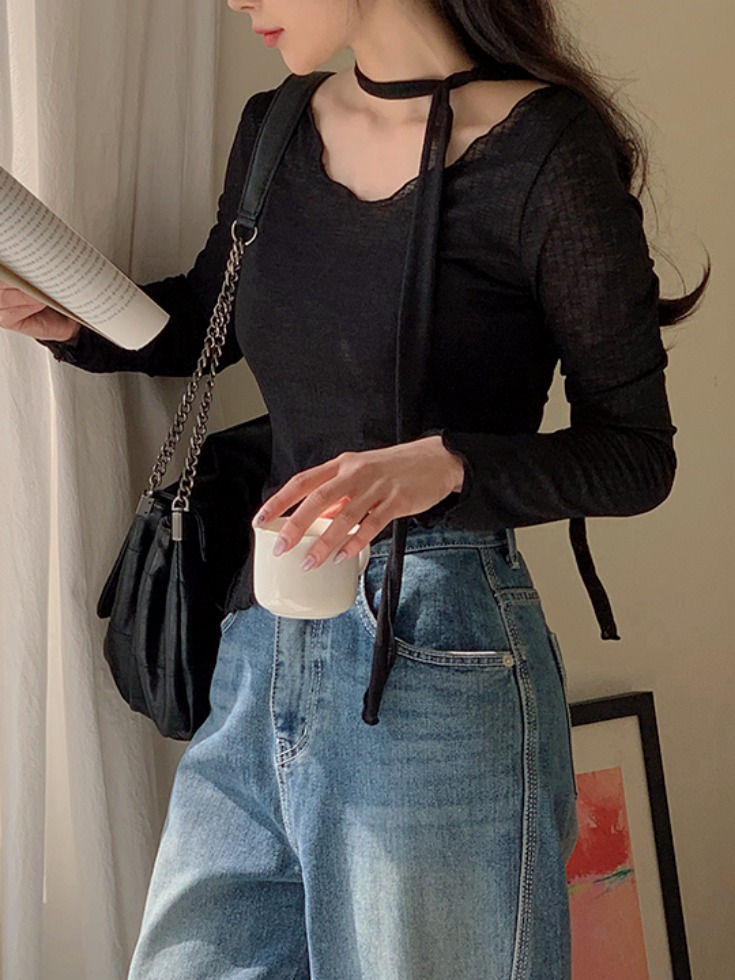 리리앤코 스티엣 골지 스판 물결 언발 타이 세트 브이넥 티셔츠신상 벚꽃룩 데일리룩 데이트룩 여행룩 빅사이즈 하객룩 출근룩 자체제작 빅사이즈티셔츠 스트랩티셔츠 타이세트 타이