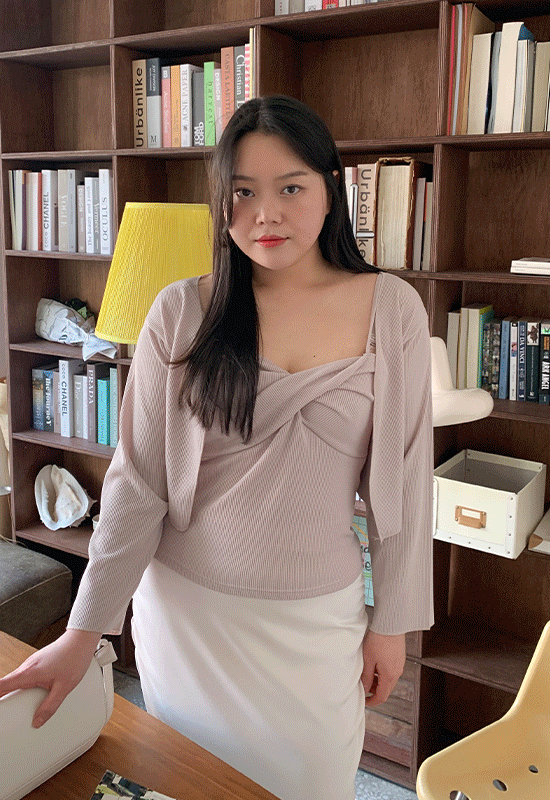 리치무드 시리 꼬임 나시가디건 set (2color)