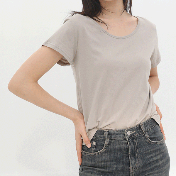 [6B] 절개유넥반팔T