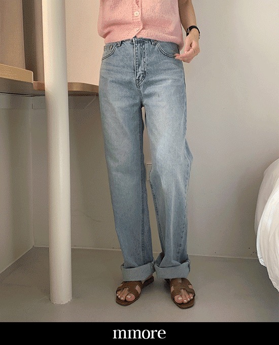 메리어라운드 [LAST ONE SALE][mmore] light-blue wide ring denim pants