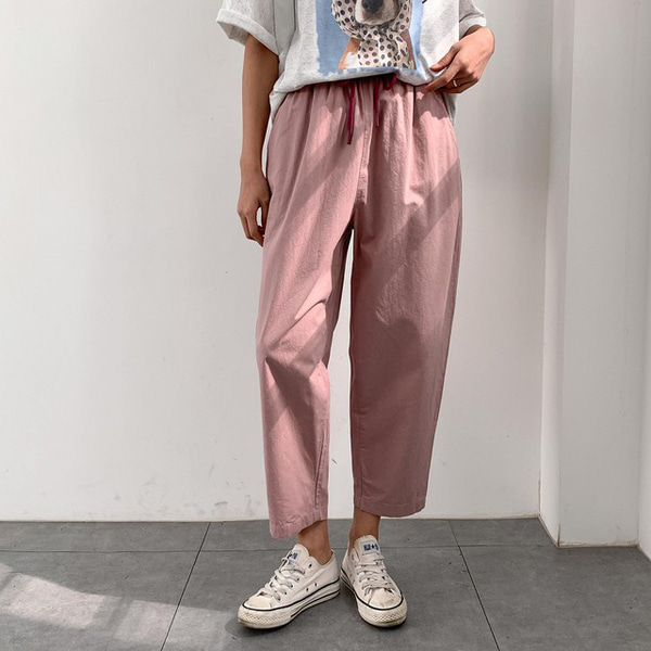 엘리즈데이 엘리즈데이 베르니배기팬츠 여성배기팬츠 여성긴바지 밴딩바지 배기바지 보이핏 면바지