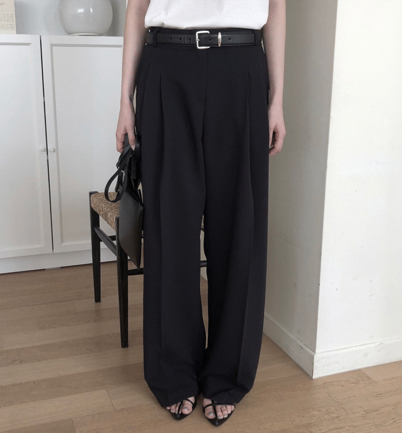 overclassic 오버클래식 에트먼 슬랙스 롱 와이드 핀턱 팬츠 pt (2col)