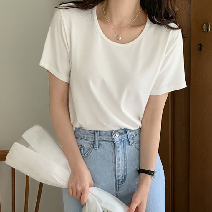 미니뽕 당일발송🚚 2천장돌파🔥 기본티반팔티 Mnlb 하프 머스트 모달 유넥 베이직 반팔 티셔츠
