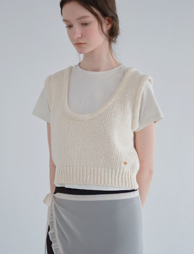 느루아 U넥 썸머 니트베스트 (4col)