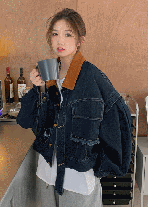 배꼽 J142-5 이문트 빅사이즈 루즈핏 청자켓 44-130