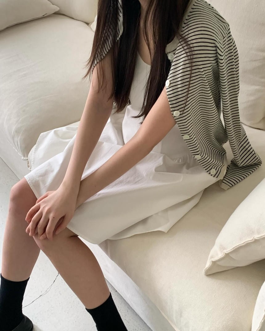 jinsim 진심 아이용 가디건 스트라이프 코튼 긴팔 라운드 단가라 cd