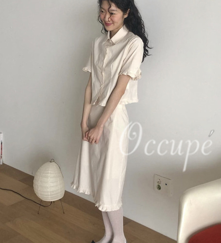 오큐페 웨더 프릴 스커트 (2col) weather 여름 롱스커트