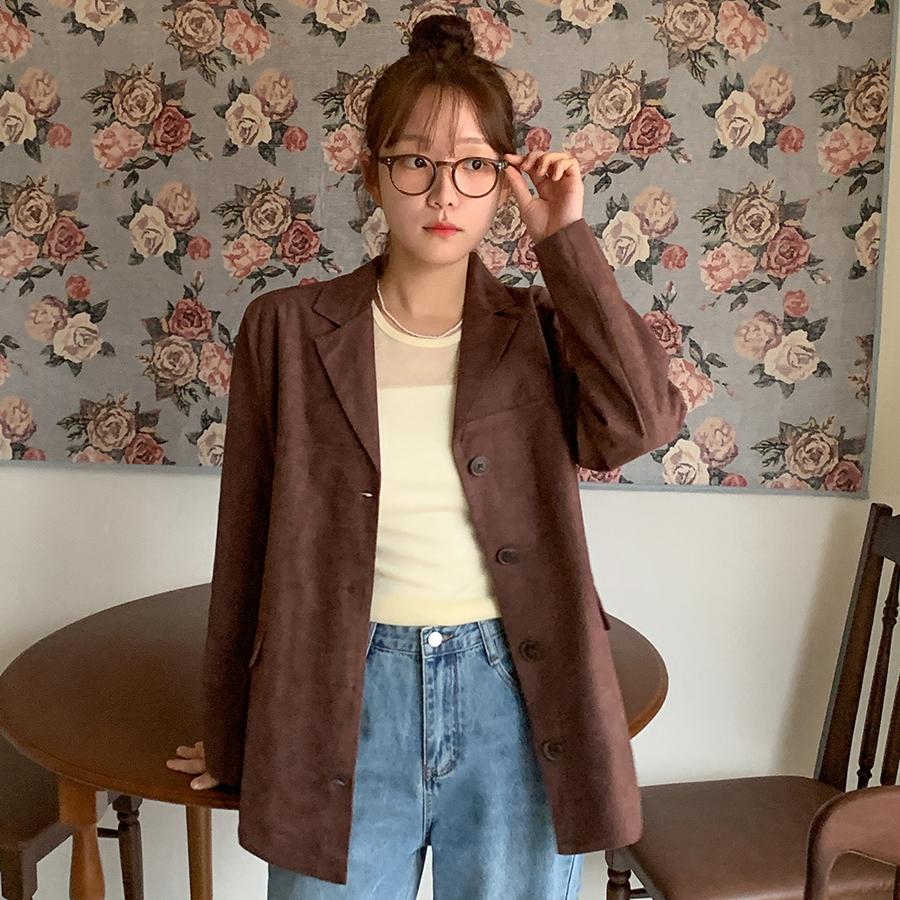 아더먼데이 하프기장🧩데일리룩 스윗버터 스웨이드 자켓 봄자켓 봄신상 여리여리 인생핏 하객룩 봄자켓 봄버 블레이저자켓 여자재킷