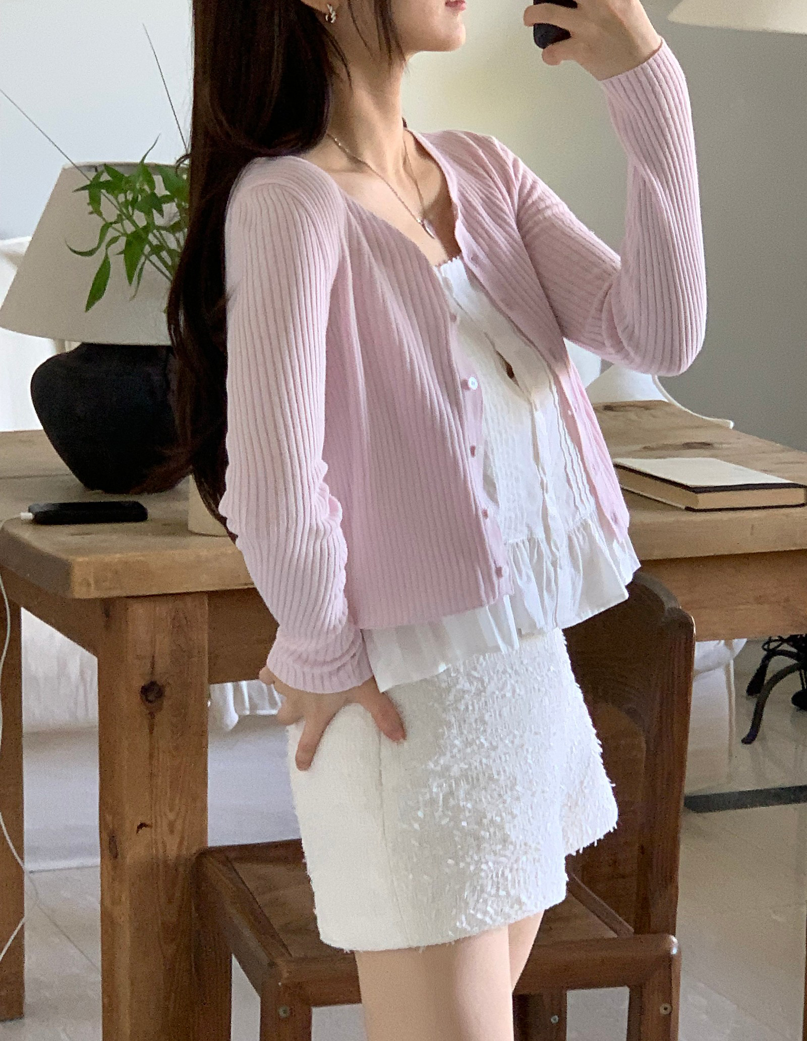 유어리스트 미엘 블리 가디건 (4col) miel 여름 골지 코튼 크롭가디건