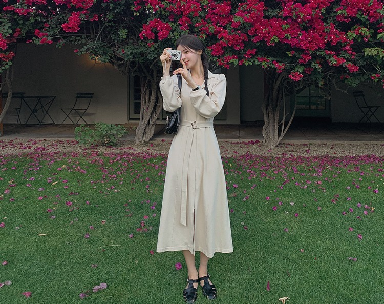 리리앤코 나르센트 스판 벨트 오픈카라 집업 롱 원피스 자체제작 봄 신상 봄옷 봄원피스 트임 트임롱원피스 카라원피스 집업원피스 벨트세트 A라인 데일리룩 페미닌룩 하객룩 출근