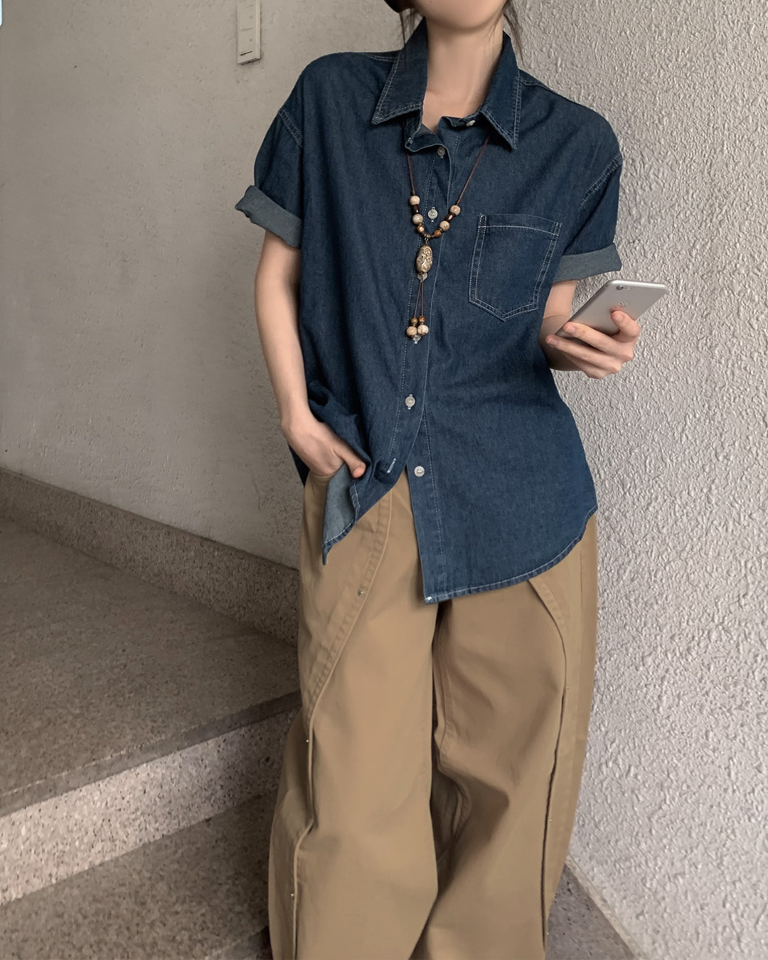 언버티 [주문폭주] plood overfit denim shirt