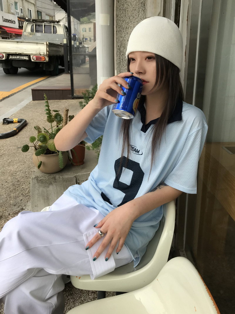 아케 NINE MESH KARA HALF T (white / sora)