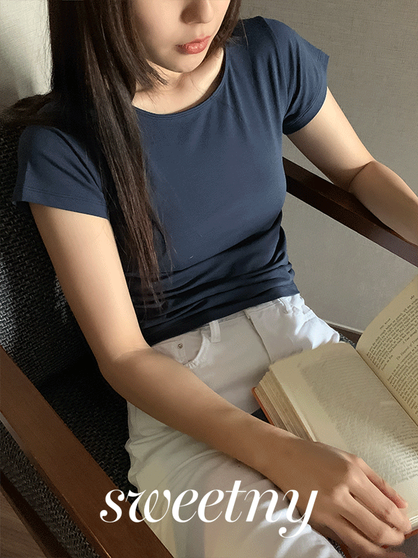 나이니 [블랙,네이비당일/자체제작/sweetny] 젤라또 쿨스판 베이직 반팔 티셔츠