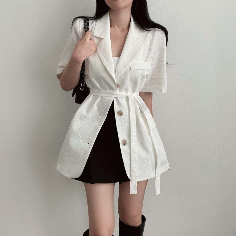 도은클로젯 벨트set 페어 린넨 허리 벨트 하프 자켓 하프자켓린넨자켓린넨하프자켓허리벨트허리벨트자켓린넨벨트자켓a라인자켓크롭자켓린넨크롭자켓린넨브이넥자켓