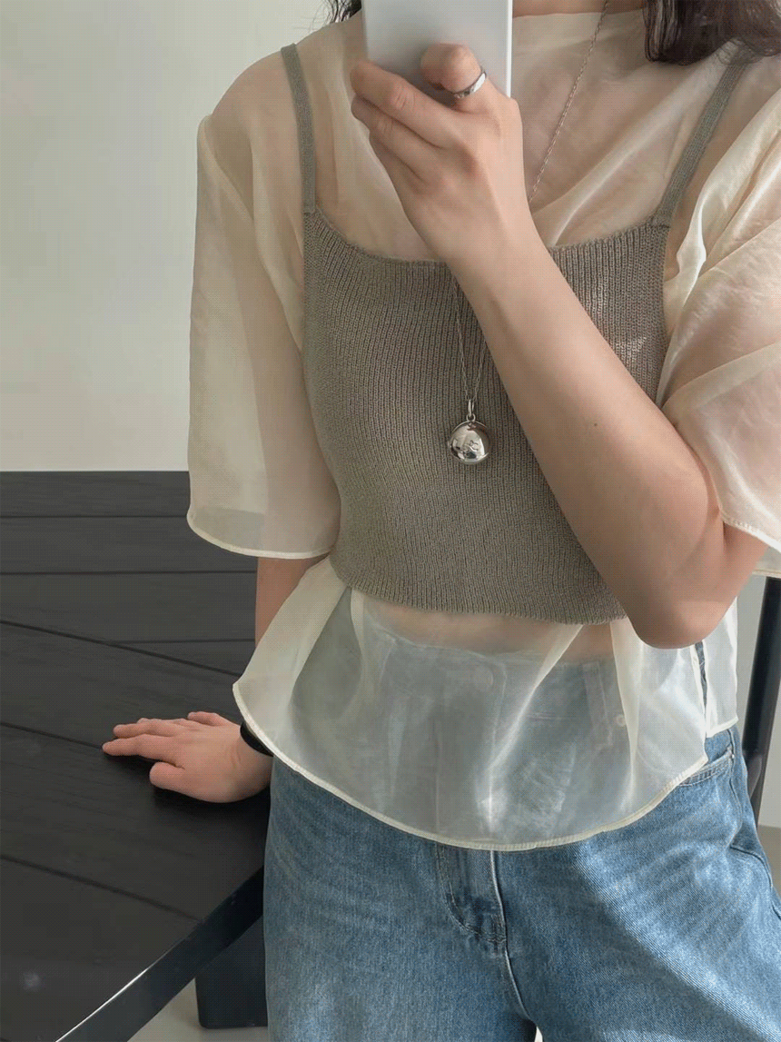 샵보애 basket 바스켓 시어 시스루 블라우스 bl (2col)