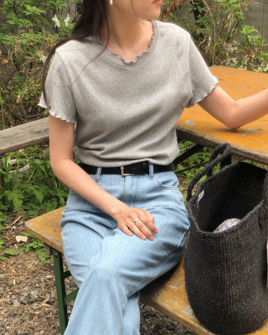 샵보애 디엠버 메종 펀칭 프릴 반팔 티셔츠 tee (3col)