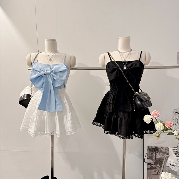 이프유마인 Y2k하이틴유니크 여름 본리 발레코어 쉬폰 시스루 리본 펀칭 레이스 하이웨스트 밴딩 A라인 플레어 플리츠 셔링 프릴 캉캉 미니 스커트 2color