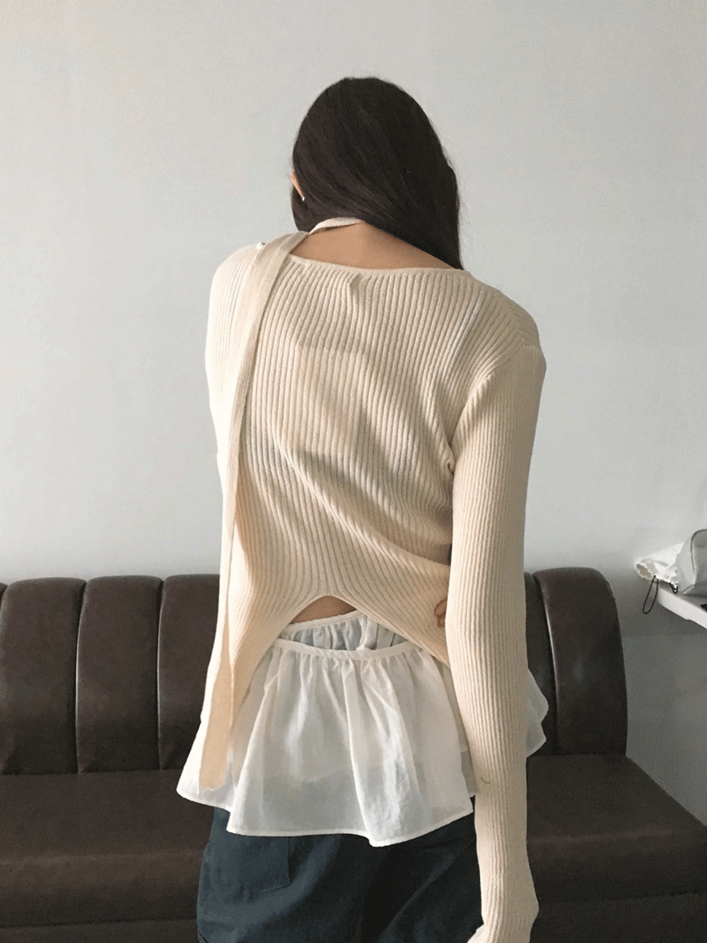이엔이 ruffle wrap skirt