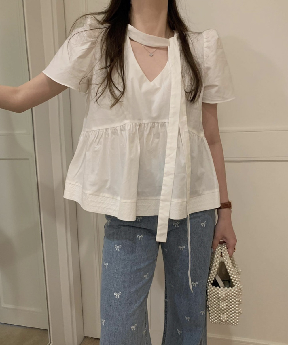 버나뎃 Pyt 베리 타이 블라우스 (2col) 프영띵 프리티영띵