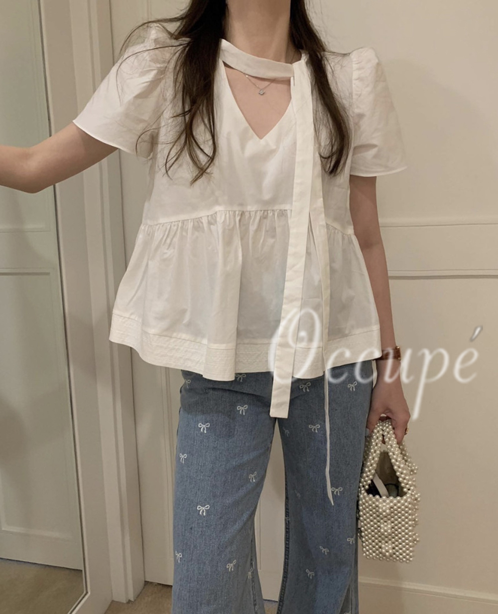 오큐페 [당일발송]pyt 프리티영띵 베리 타이 블라우스 (2col) 프영띵