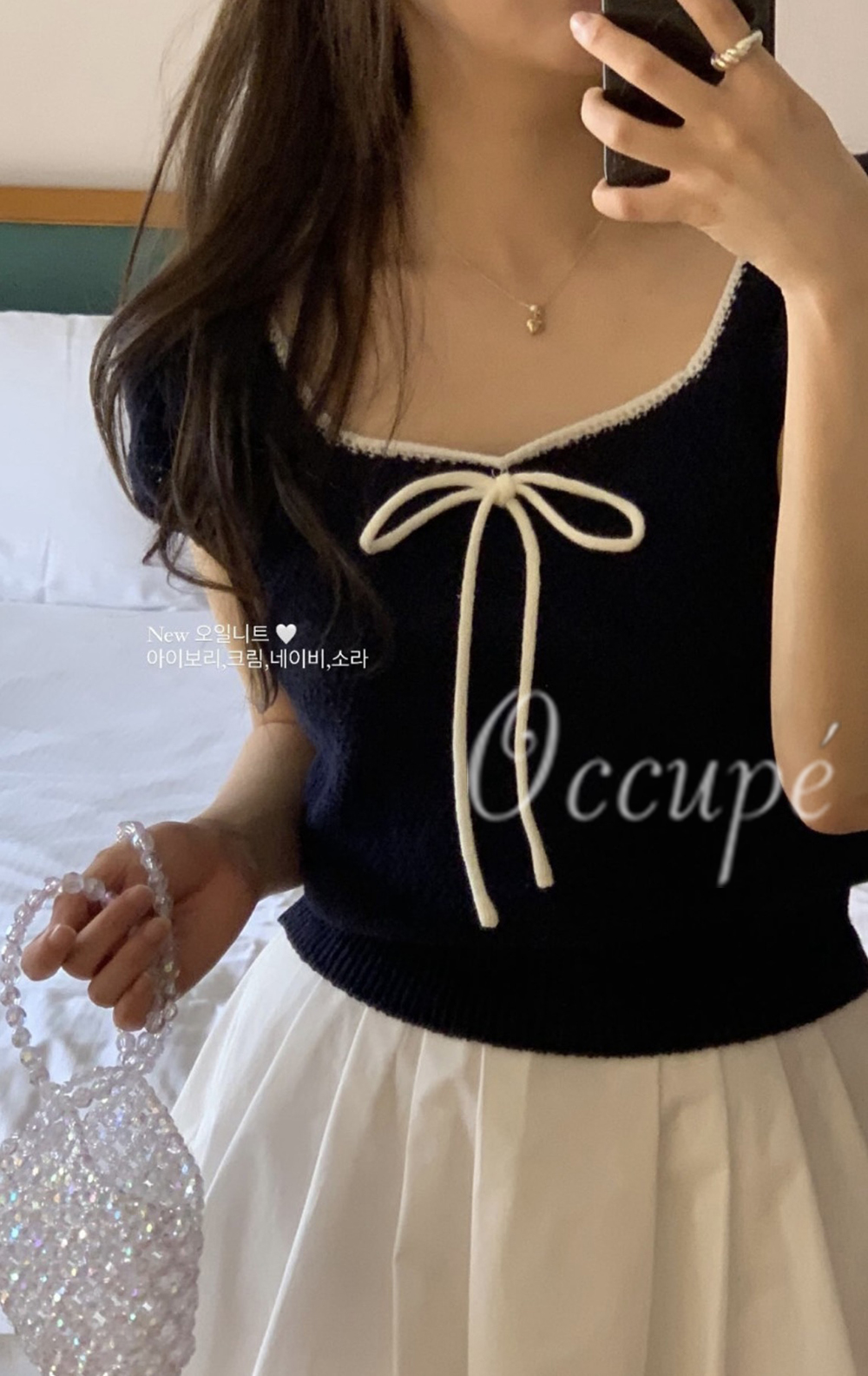 오큐페 [당일발송]미엘 오일 니트 (4col) miel 리본니트