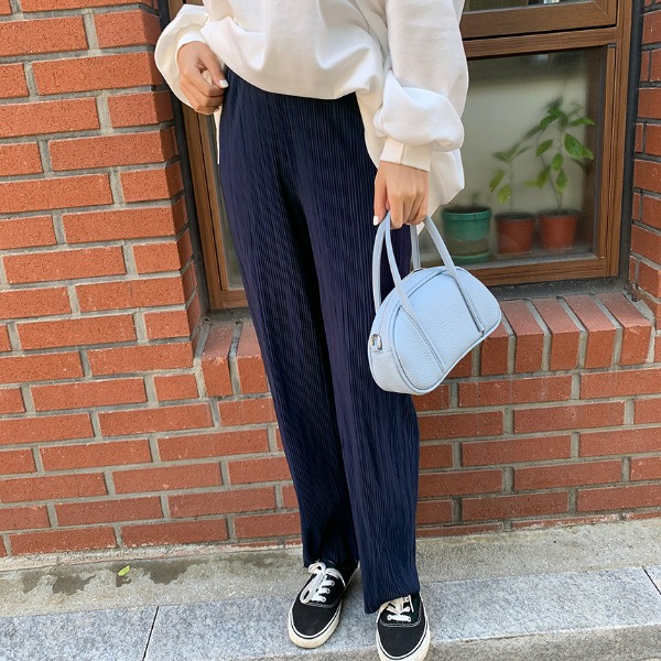 둥실코코 시원해 찰랑 쿨 팬츠 여름 시원한 주름 허리 밴딩 고무줄 냉장고 플리츠 와이드 롱 슬랙스 츄리닝 등산 자전거