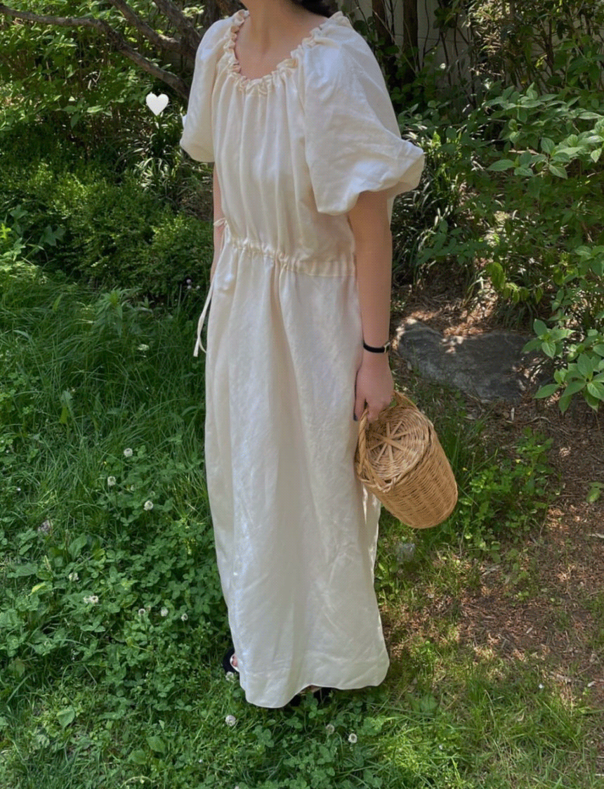 샵보애 basket 바스켓 소피 린넨 셔링 롱 원피스 ops (2col)