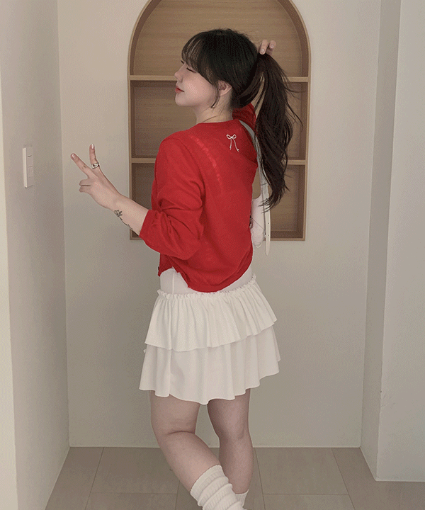 하비언니 12221 [모델소장] 데일리 썸머 라운드 리본 자수 긴팔 니트 가디건 6color