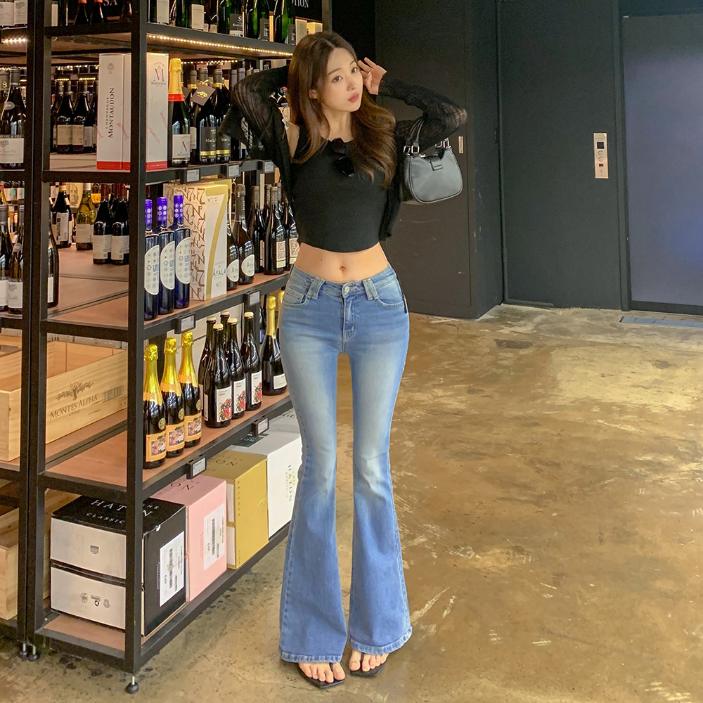 워너비뮤즈 무배🚀 진짜강추ㅠㅠ💙인생핏보장 로라이즈 입문강츄 허리잘록 콜라병 핏 로우라이즈 롱 부츠컷 데님 팬츠 Y2k 워싱 로우웨스트 슬림 롱 청바지 봄 바지 연청