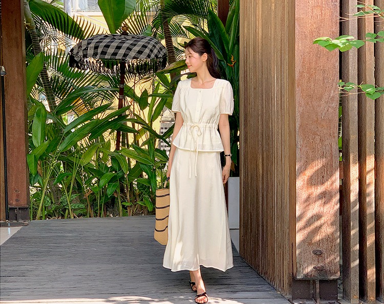 리리앤코 무료배송 링슈르얼 모달 스트링 블라우스 뒷밴딩 스커트 투피스 세트여름신상 여름투피스 여름세트 빅사이즈세트 빅사이즈투피스 투피스하객룩 여름하객룩 여름투피스 여름