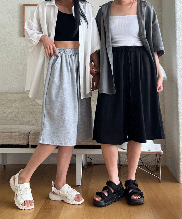 올핏클로젯 [~5XL] 미친밴딩/올핏 BIG 통와이드 팬츠(롱버뮤다ver) 2color