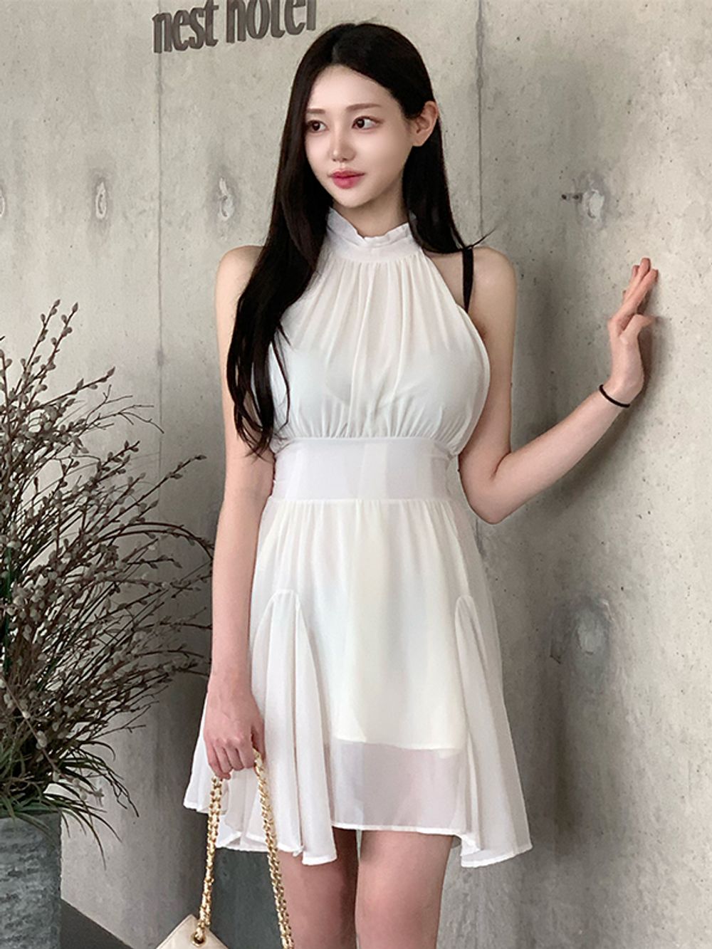 마이로즈빈 Summer🤍 샤랄라 홀터넥 원피스 쉬폰원피스 프릴원피스 여신룩 여행원피스 바캉스 여행 여름원피스 여름 미니원피스 캉캉원피스 퍼프원피스 리본원피스 프릴