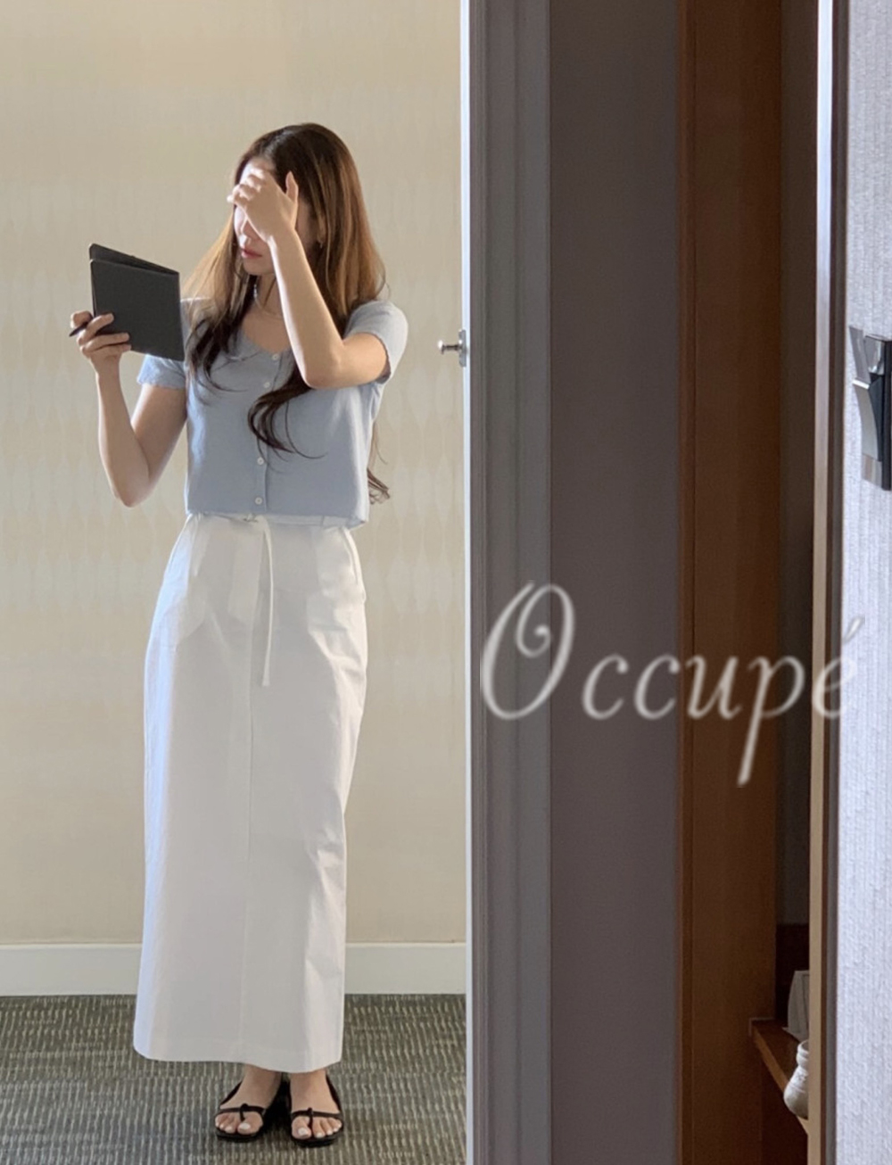 오큐페 미엘 모비 스커트 (2col) miel h라인 롱스커트