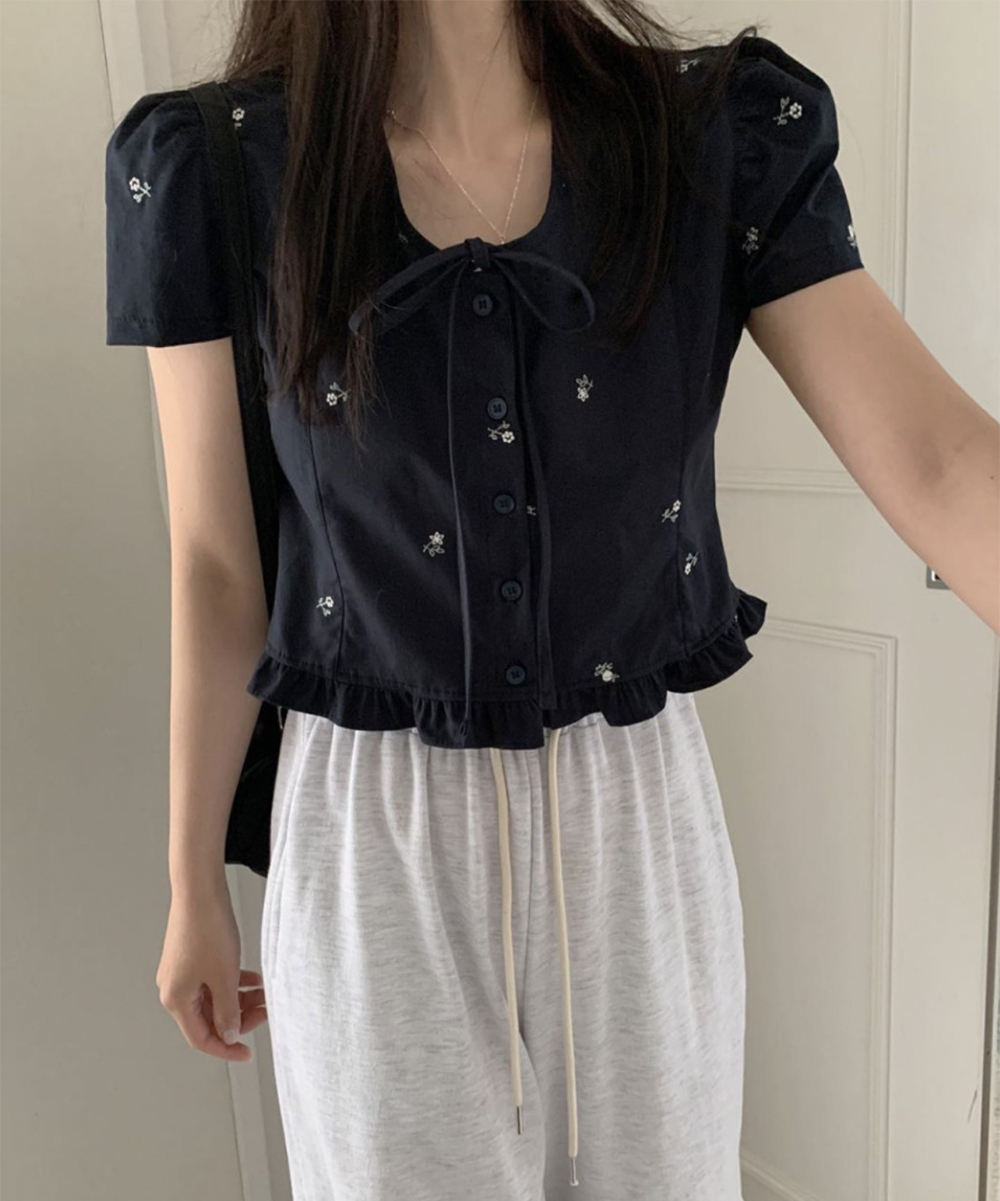 버나뎃 멜라운지 아이비 캡소매 블라우스 (2col) mellounge