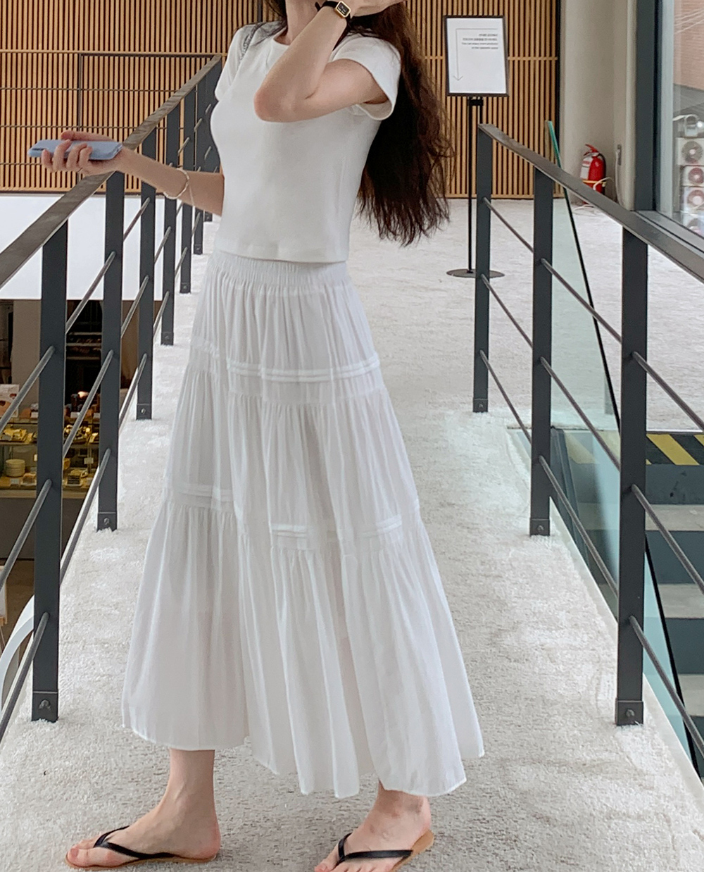 체리코코 💕주문폭주 온드 핀턱 스커트 캉캉스커트 티어드스커트 여름롱스커트 밴딩 프릴 화이트스커트