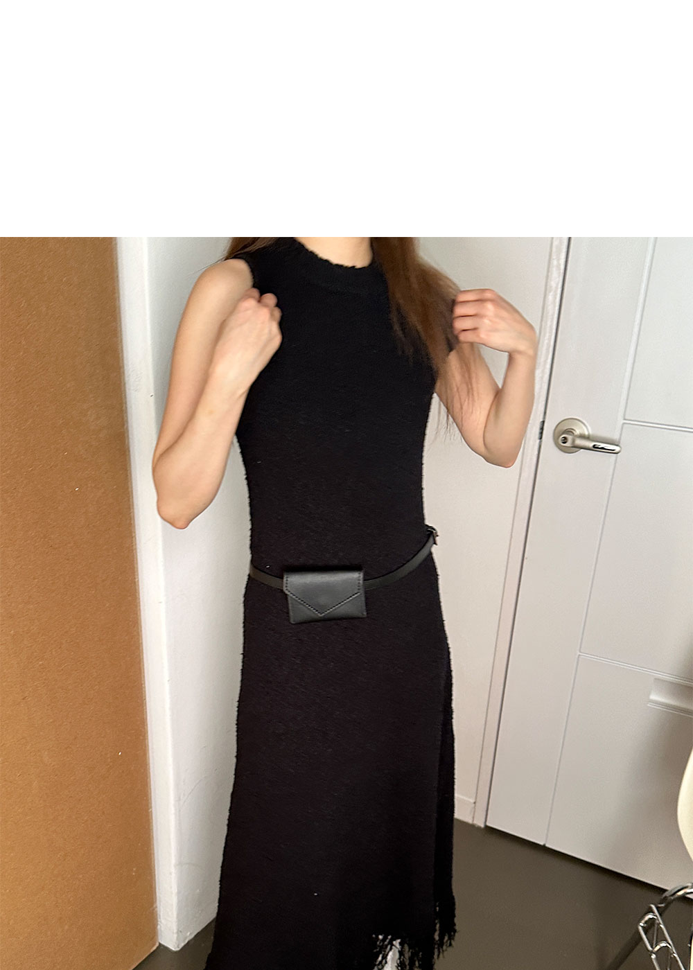 쓰리컷 Fringe knit maxi OPS