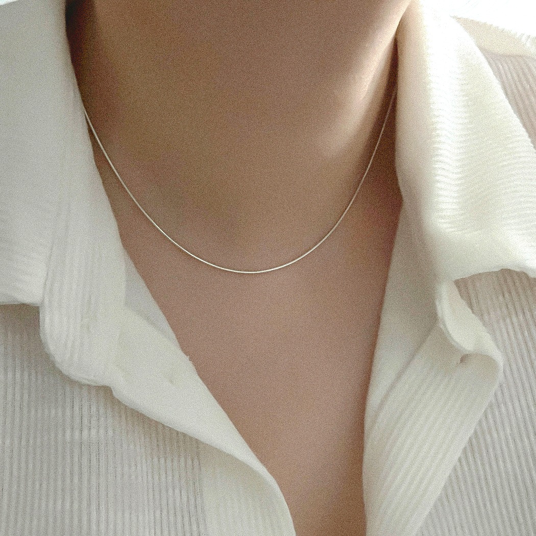 델마랑 실버925 실키 소프트 베이직 실뱀줄 체인 목걸이 2color 실버 골드 레이어드