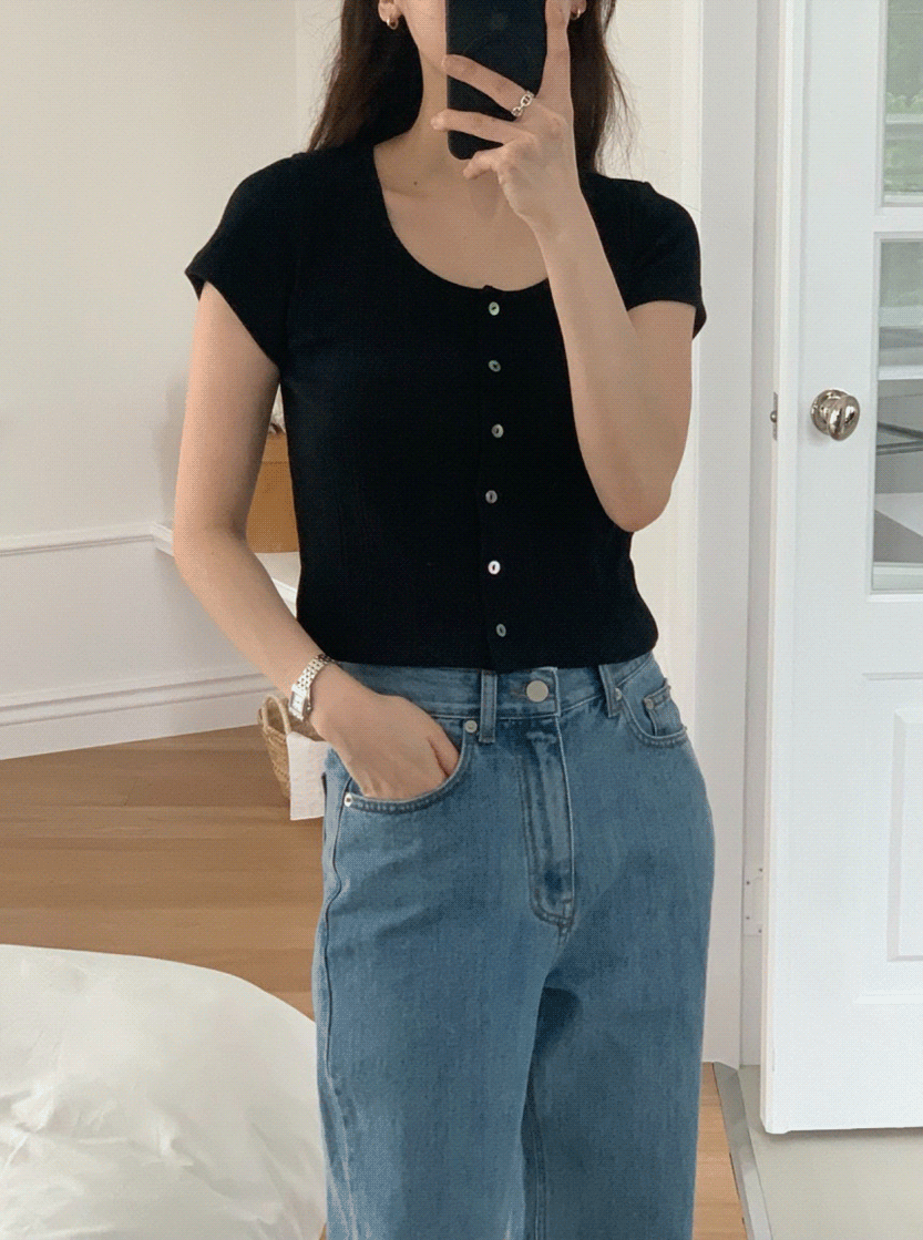 샵보애 fllanel 플라넬 마린 가디건 썸머 코튼 반팔 스쿱넥 니트 cd (4col)