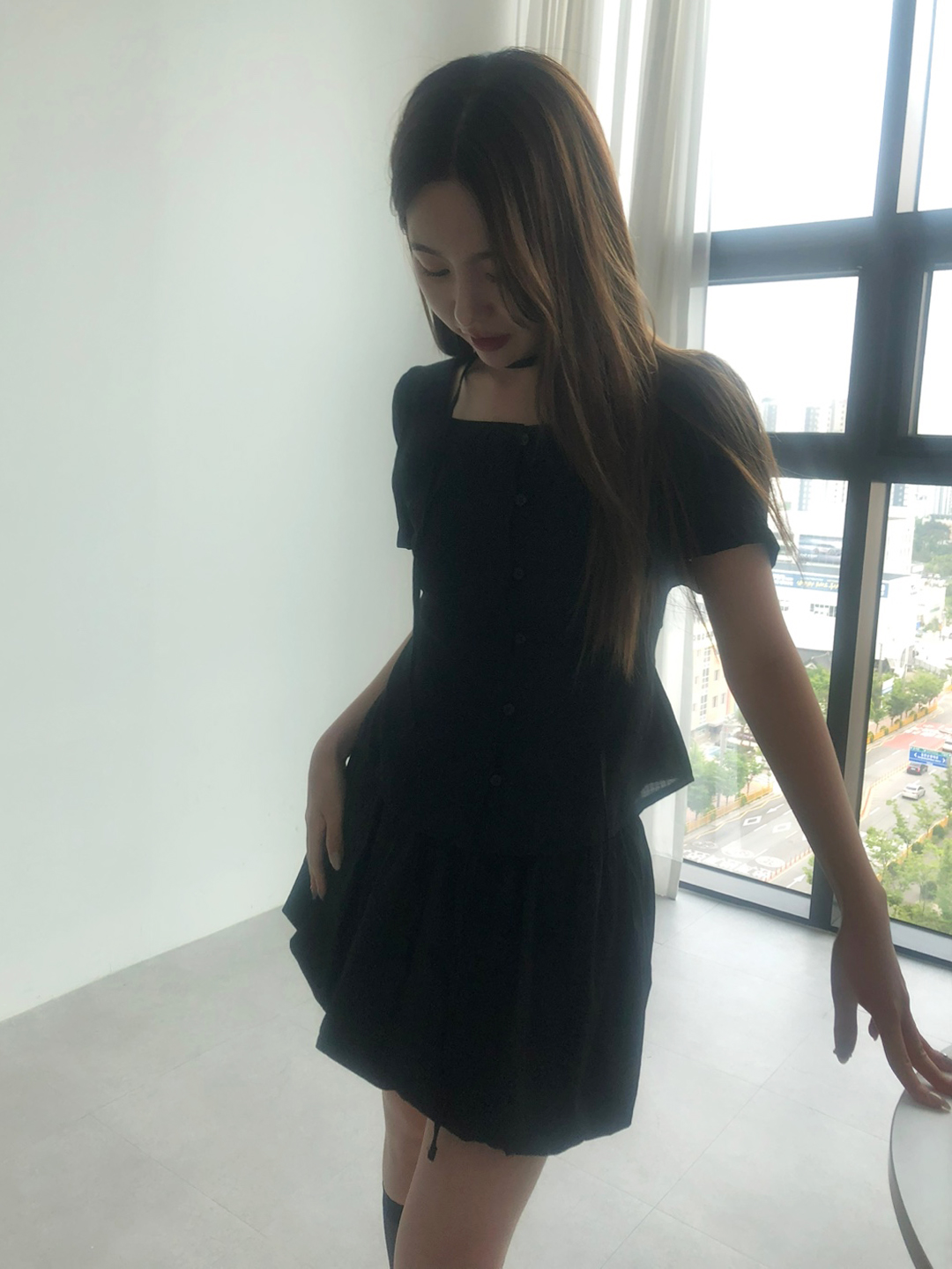 노비야카 [주문폭주/카키당일출고] Nostalgia scarf blouse (khaki, black)