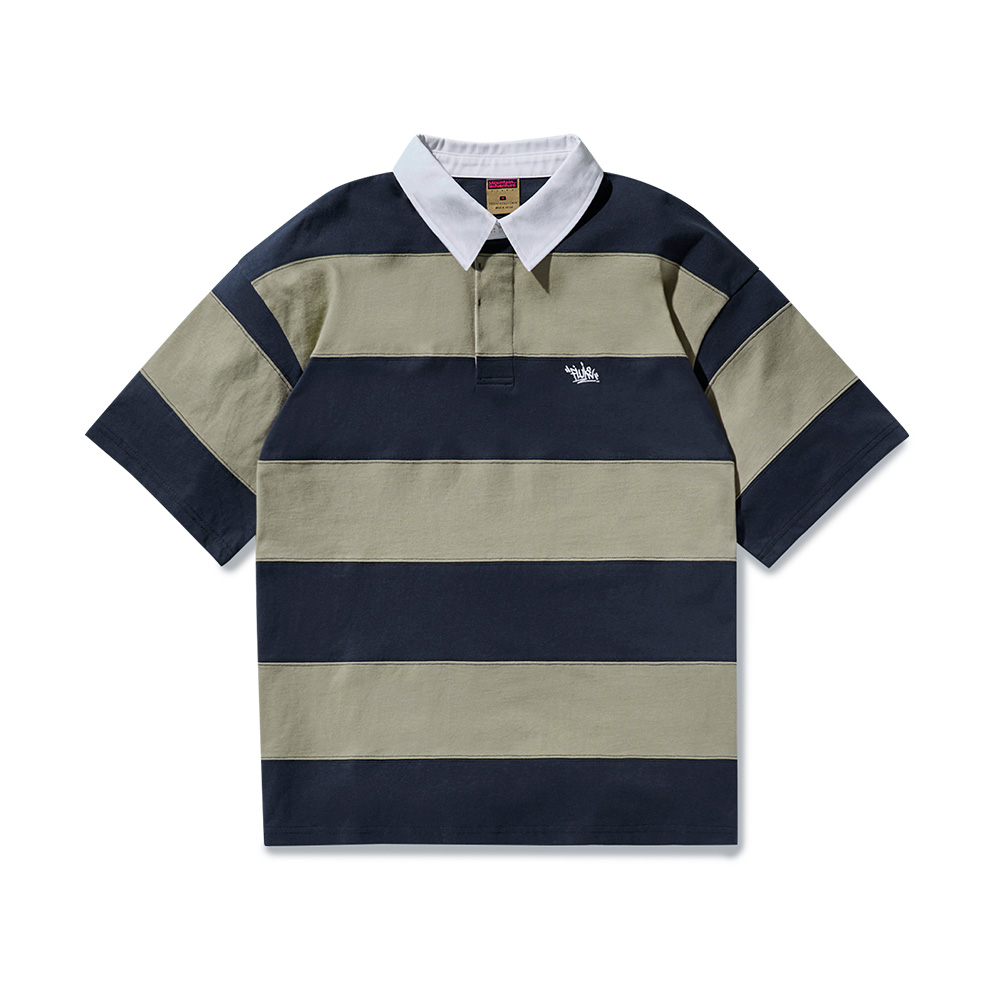 플루크 Striped Cut Rugby Collar T-shirt Beige FKT100