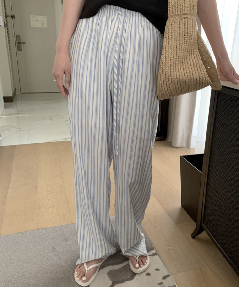 버나뎃 멜라운지 스트라이프 밴딩 팬츠 (2col) mellounge