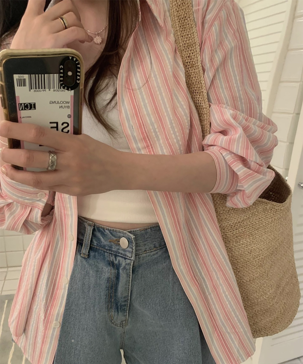 버나뎃 Pyt 콜링 스트라이프 셔츠 (2col) 프영띵 프리티영띵