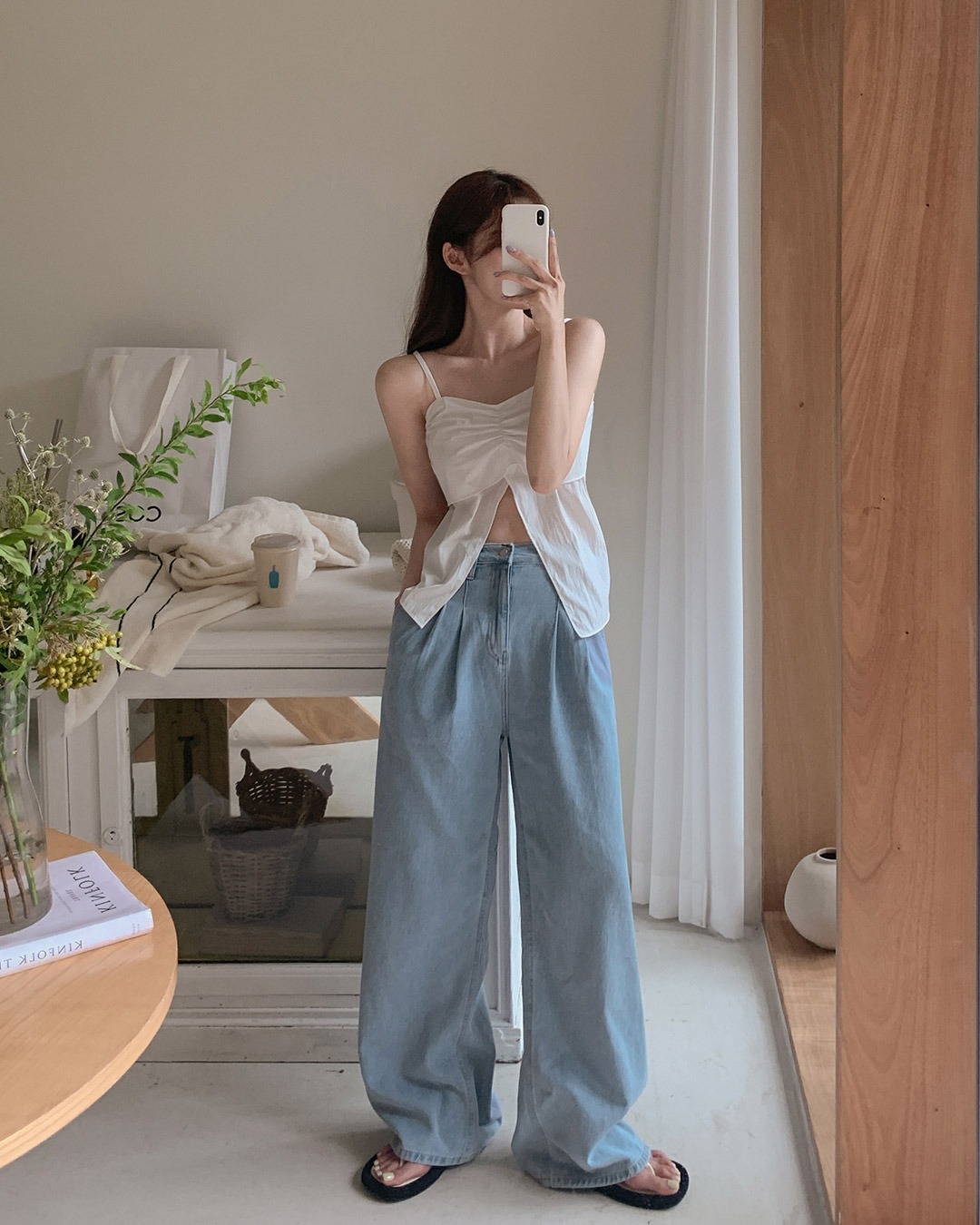 메이빈스 에다 와이드 데님 팬츠여름 여름하의 바지 청바지 데님바지 핀턱바지 여름청바지 와이드팬츠 여름바지 스트릿 캐주얼 청순 데일리룩 Y2k 꾸안꾸 베이직