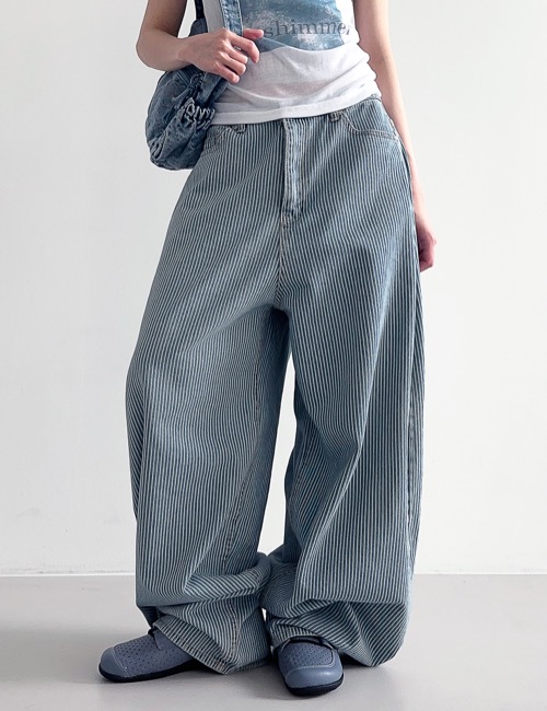 로웨어 stripe mega denim pants