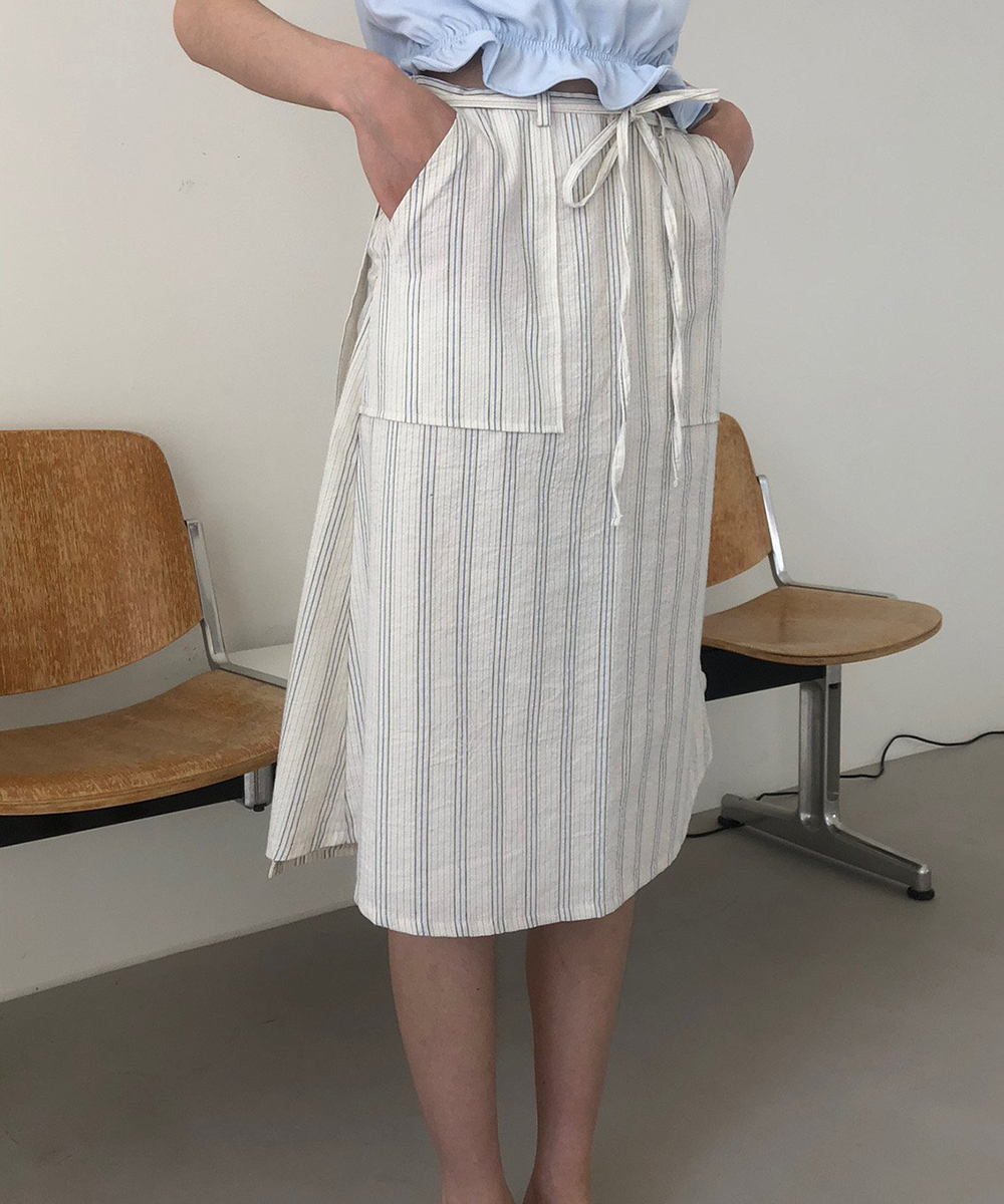 버나뎃 웨더 스트라이프 랩 스커트 (2col) weather