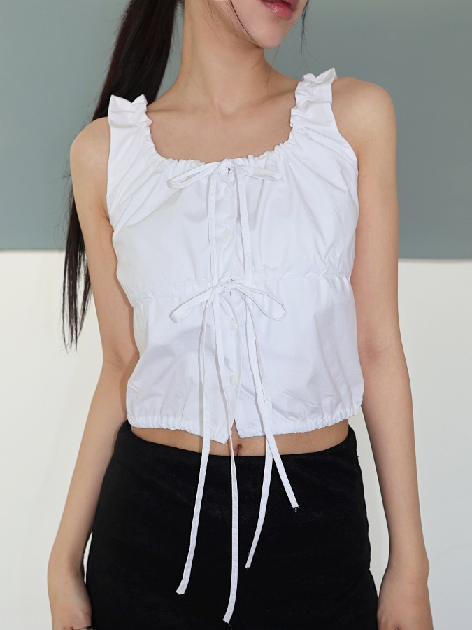 프롬뮤즈 string frill sleeveless blouse