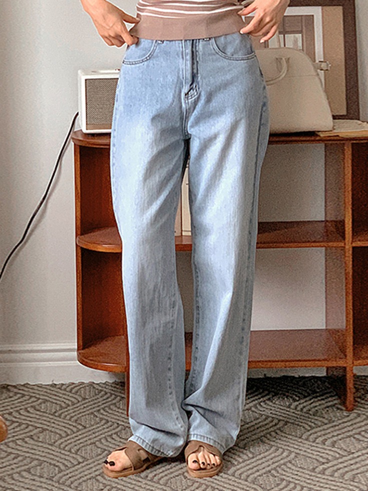 리리앤코 브린디버 와이드 데님 팬츠 청바지여름 신상 여름옷 여름신상 와이드핏 워싱 버튼 빅사이즈팬츠 빅사이즈바지 빅사이즈청바지 데일리 코튼 트렌디 데일리룩 페미닌룩 하객룩