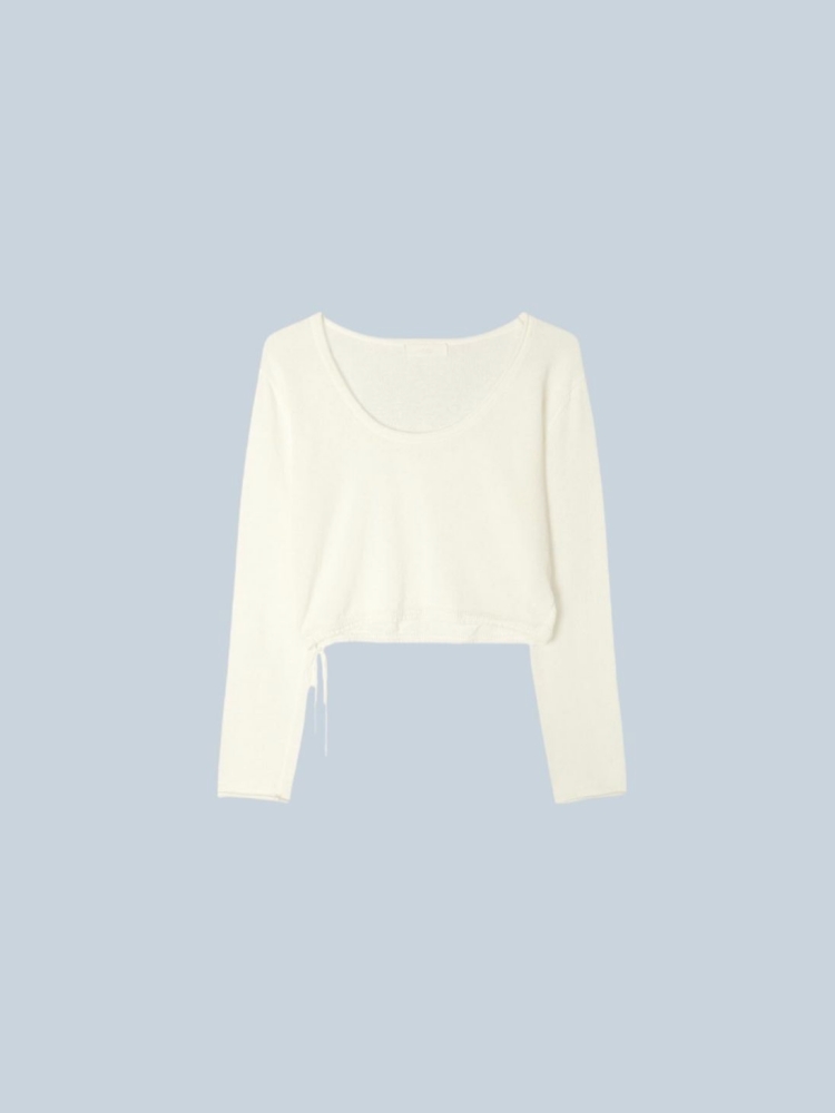 유이르무이 riette 리에뜨 샌디 린넨 스트링 유넥 크롭 니트 2color